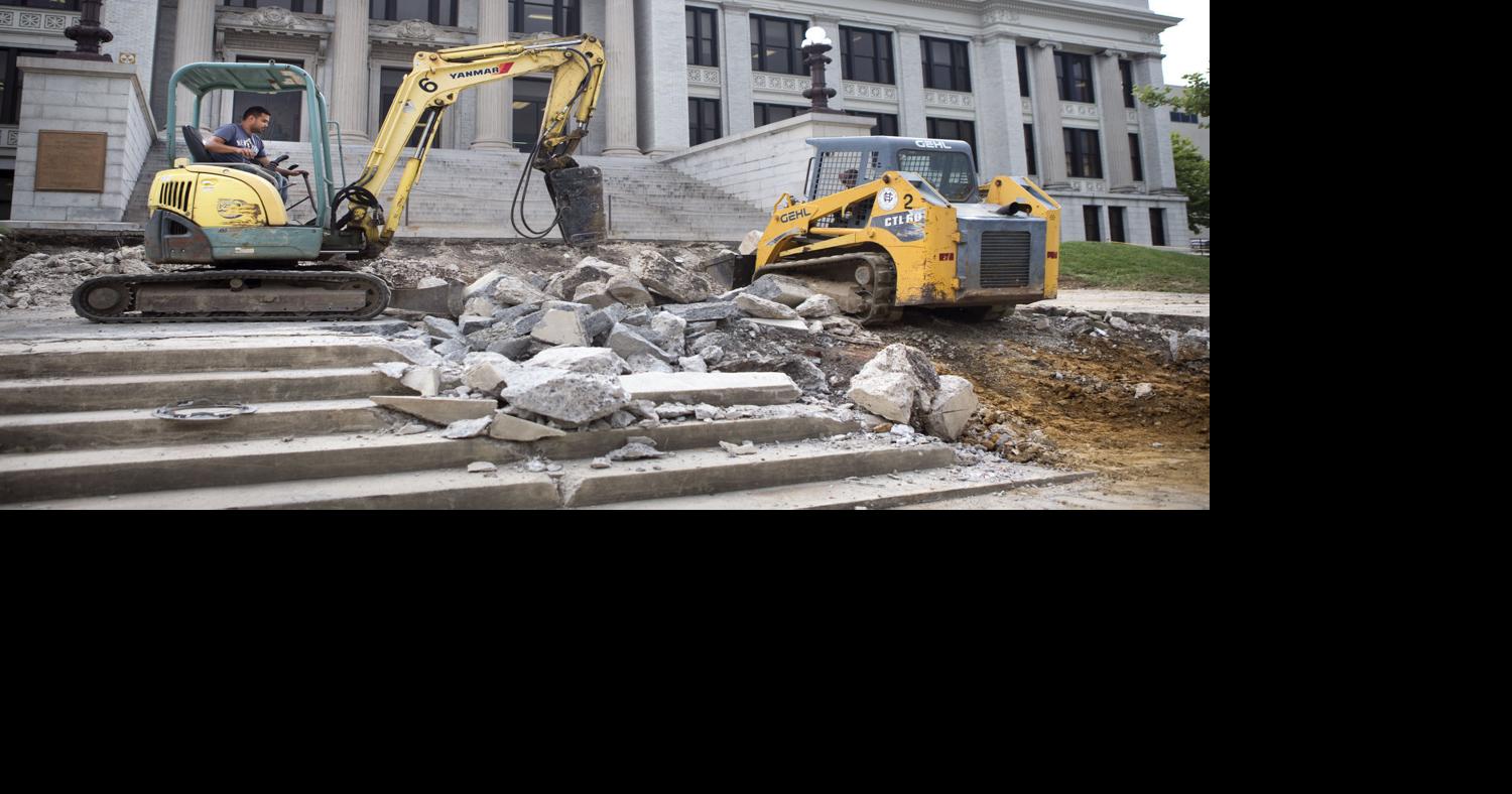 Step removal clears path to opening old municipal building entrance
