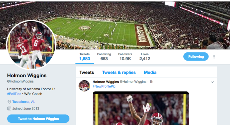 Virginia Tech assistant coach Holmon Wiggins headed to Alabama