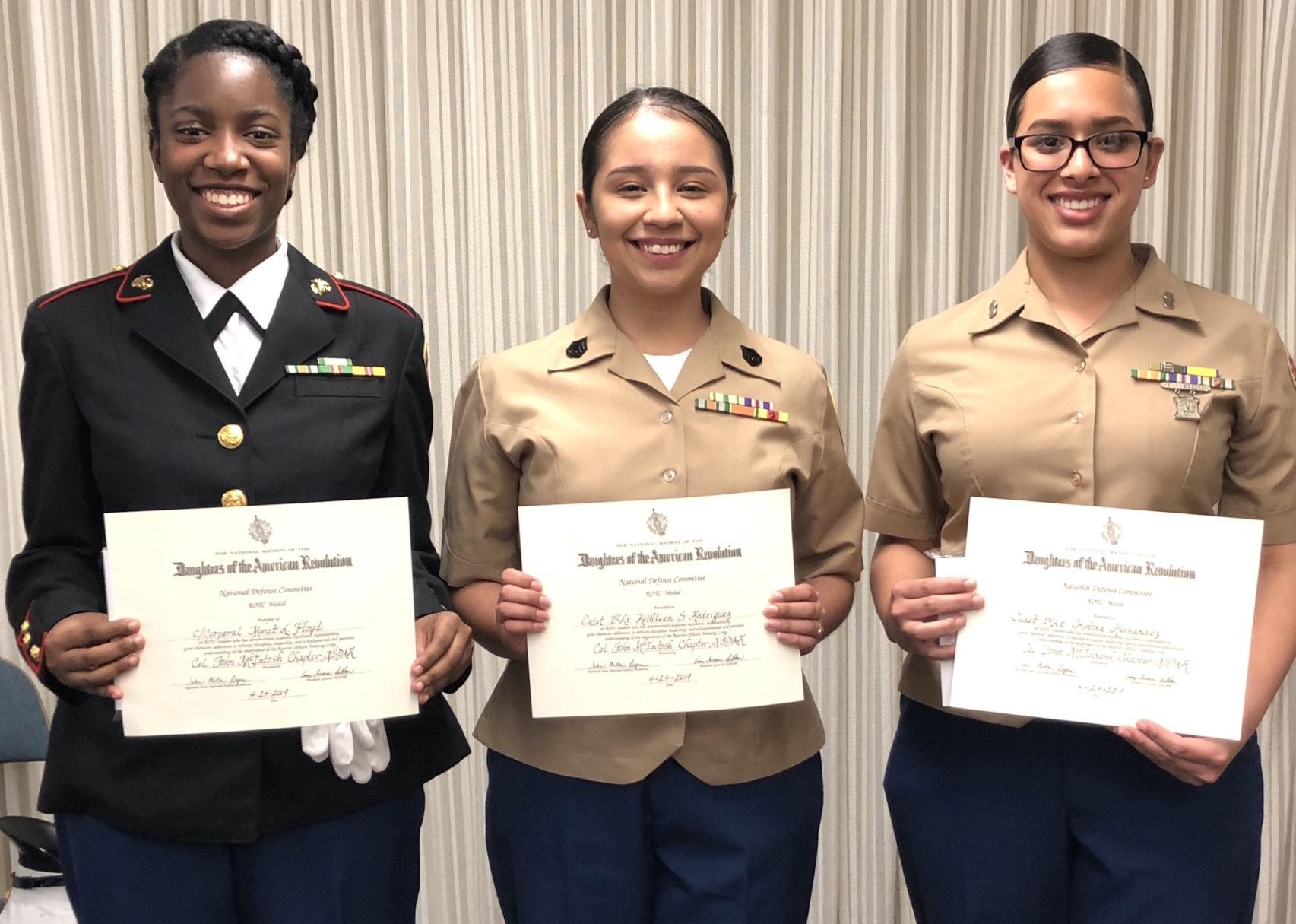 DAR awards Outstanding Cadet Medals and Certificates | Community ...