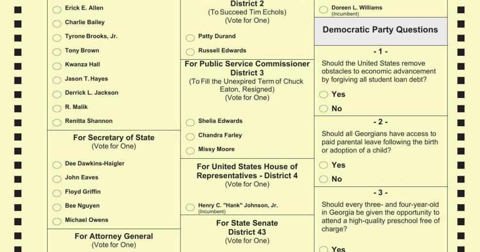 Rockdale County Democratic Primary Election Sample Ballot | News ...