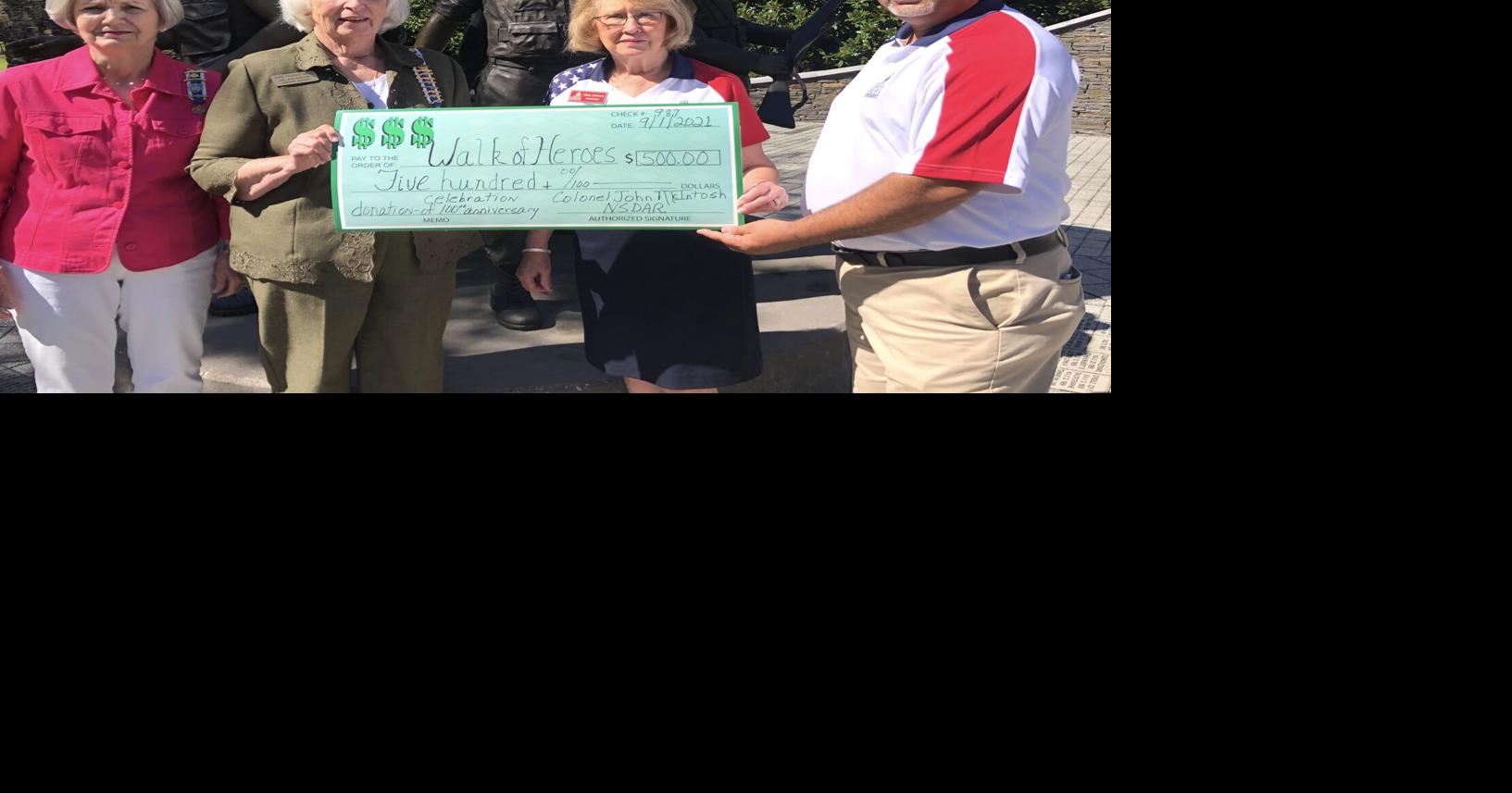 Col. John McIntosh Chapter, DAR, donates to Walk of Heroes Veterans ...
