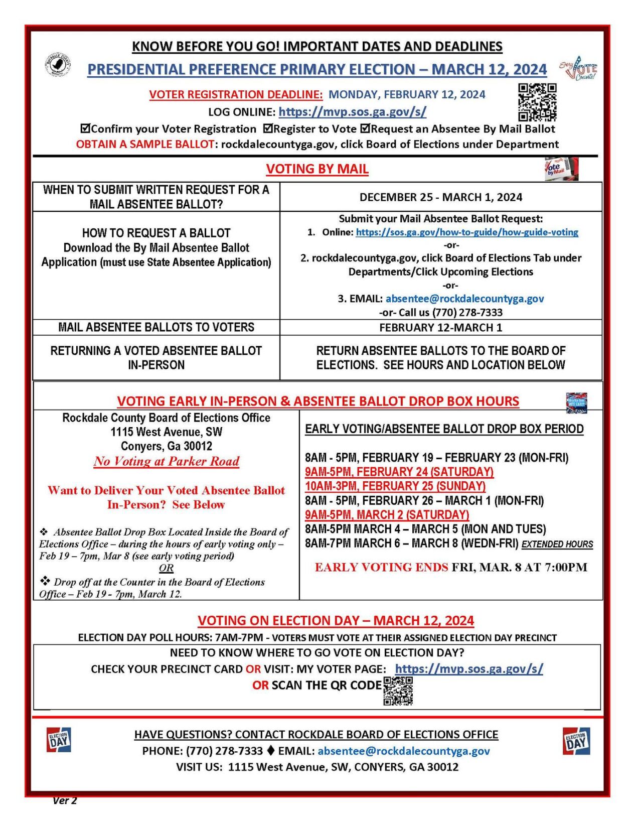 Early Voting Schedule Set for Presidential Primary in Rockdale County ...