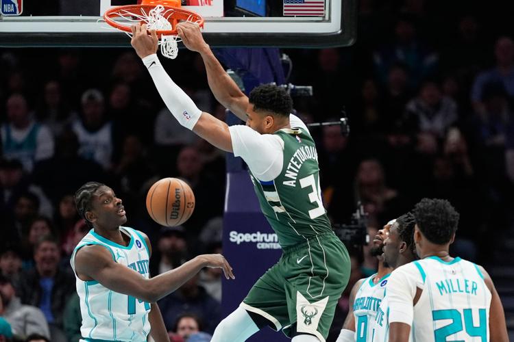 Portis, Antetokounmpo lead Bucks past Hornets 123-113 for first back-to ...