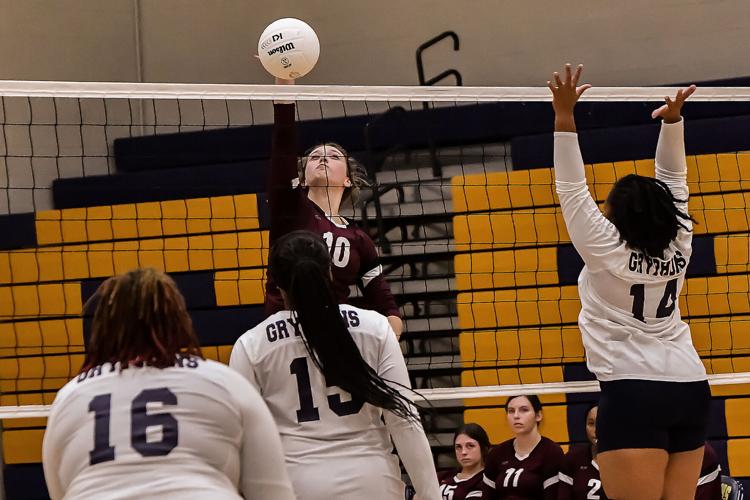 Bulldogged determination: Nash Central spikers rally past Gryphons ...