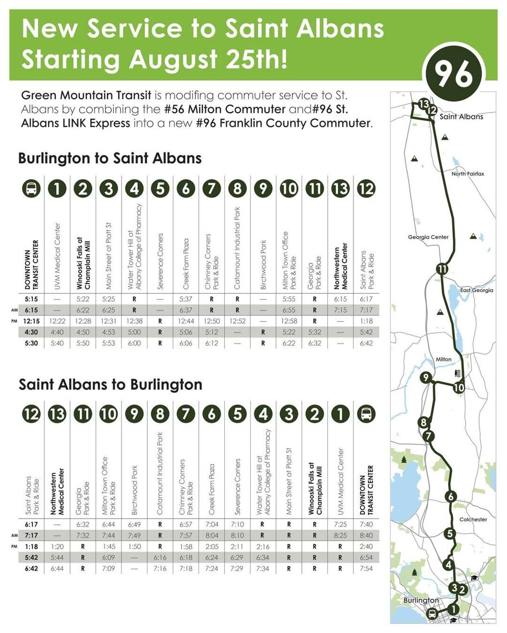 GMT combines St. Albans, Milton commuter bus routes | Local News ...