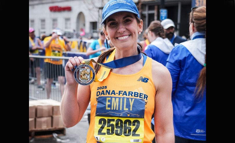 Cancer survivor Emily Taylor completes Boston Marathon quest with Dana ...