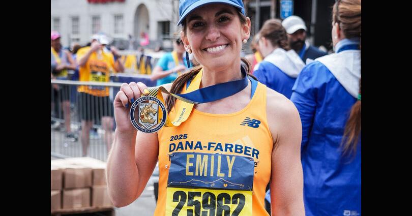 Cancer survivor Emily Taylor completes Boston Marathon quest with Dana ...