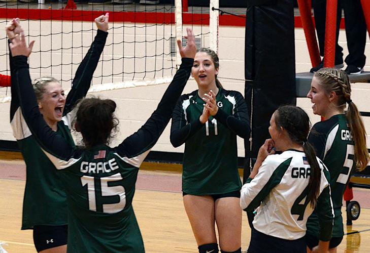 Grace volleyball rallies for five-set win | Archives | sanfordherald.com