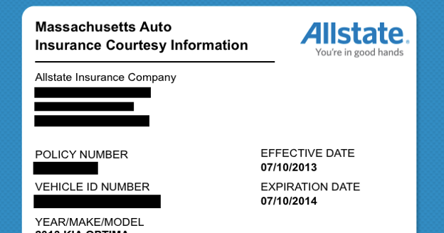 auto insurance card example