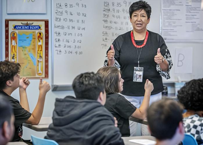 Students return to a repaired Ortiz Middle School following February ...