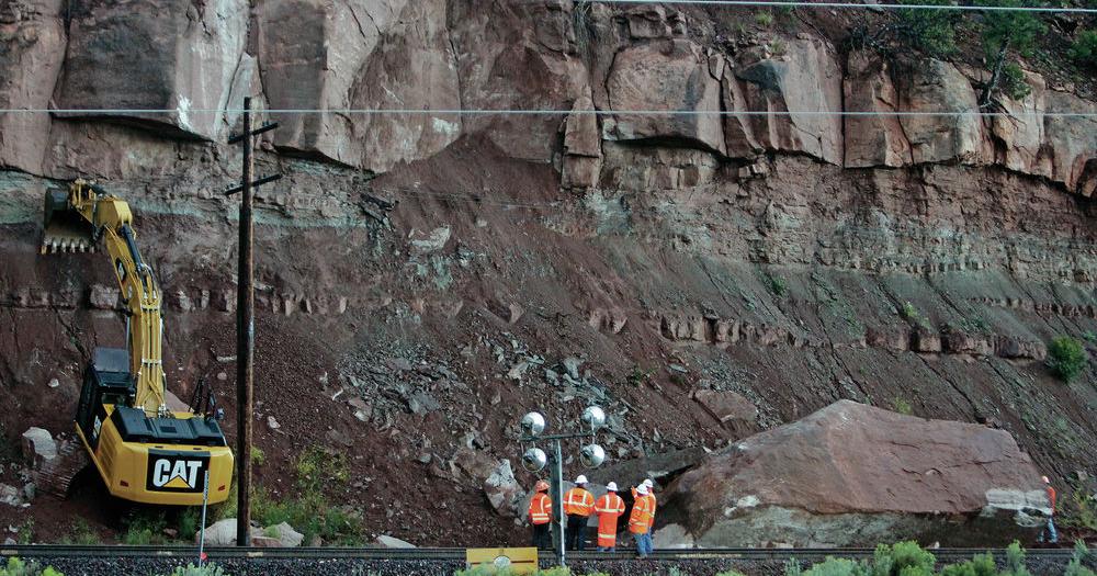 Boulder lands near train tracks after rainstorm | Local News ...
