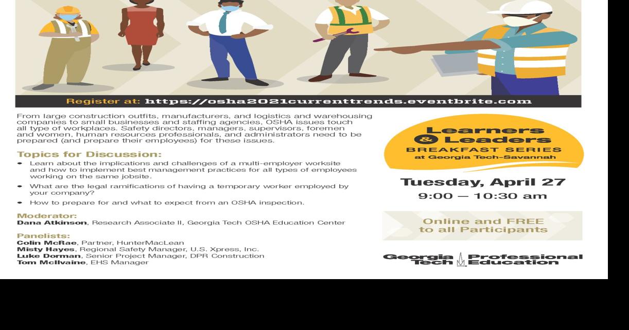March 17 - Georgia Tech-Savannah focuses on OSHA issues in next virtual ...
