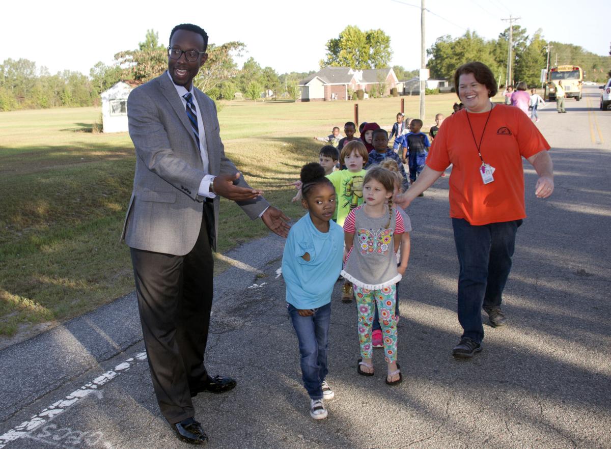 Savannah Grove students celebrate Walk to School Day
