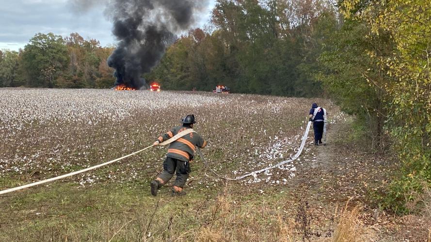 West Florence firefighters extinguish burning combine