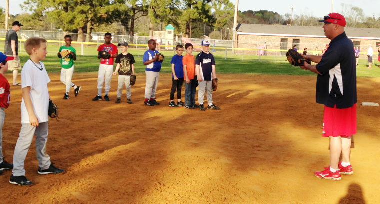 Mullins little league practice with Francis Marion University baseball