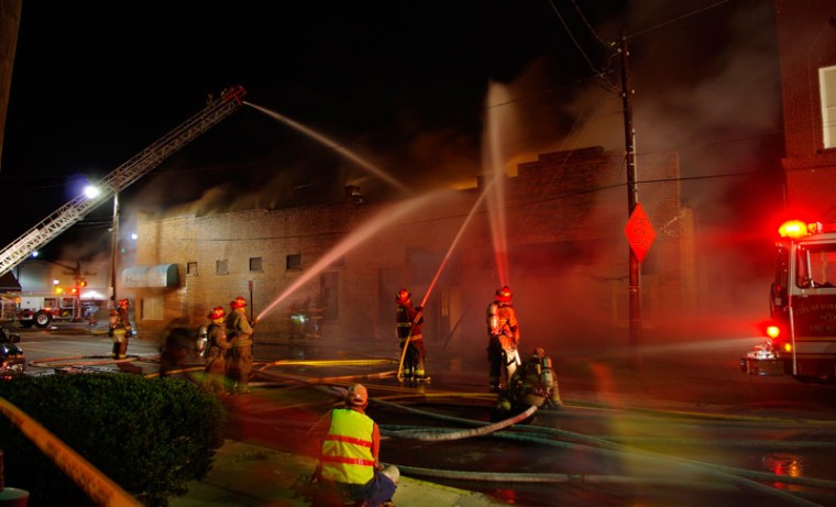 Fire burns downtown Darlington businesses