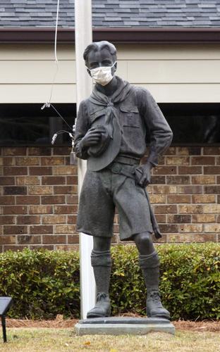 Pee Dee Area Boy Scout statue gets masked up (copy)