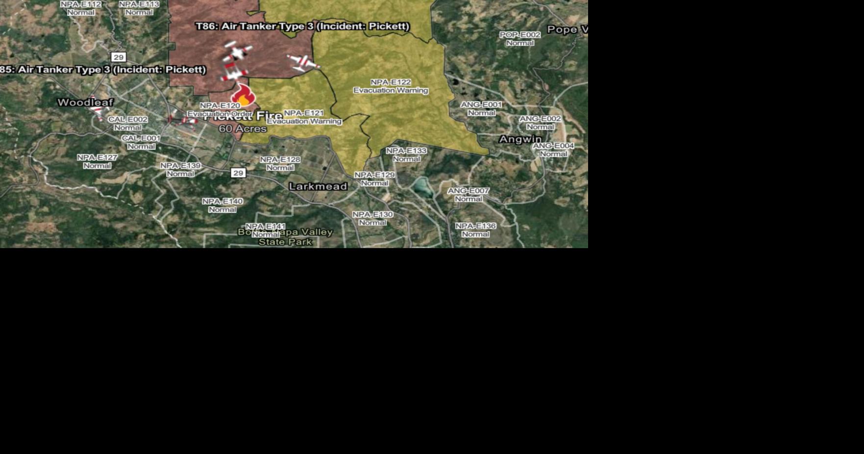 Pickett Fire at 1,200 acres, Calistoga Community Center open for ...