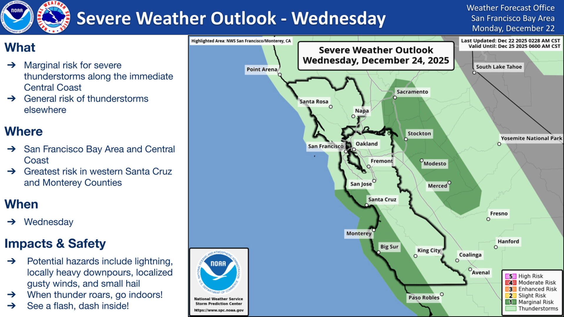 Weather Service warns of possible Bay Area thunderstorms and slight ...
