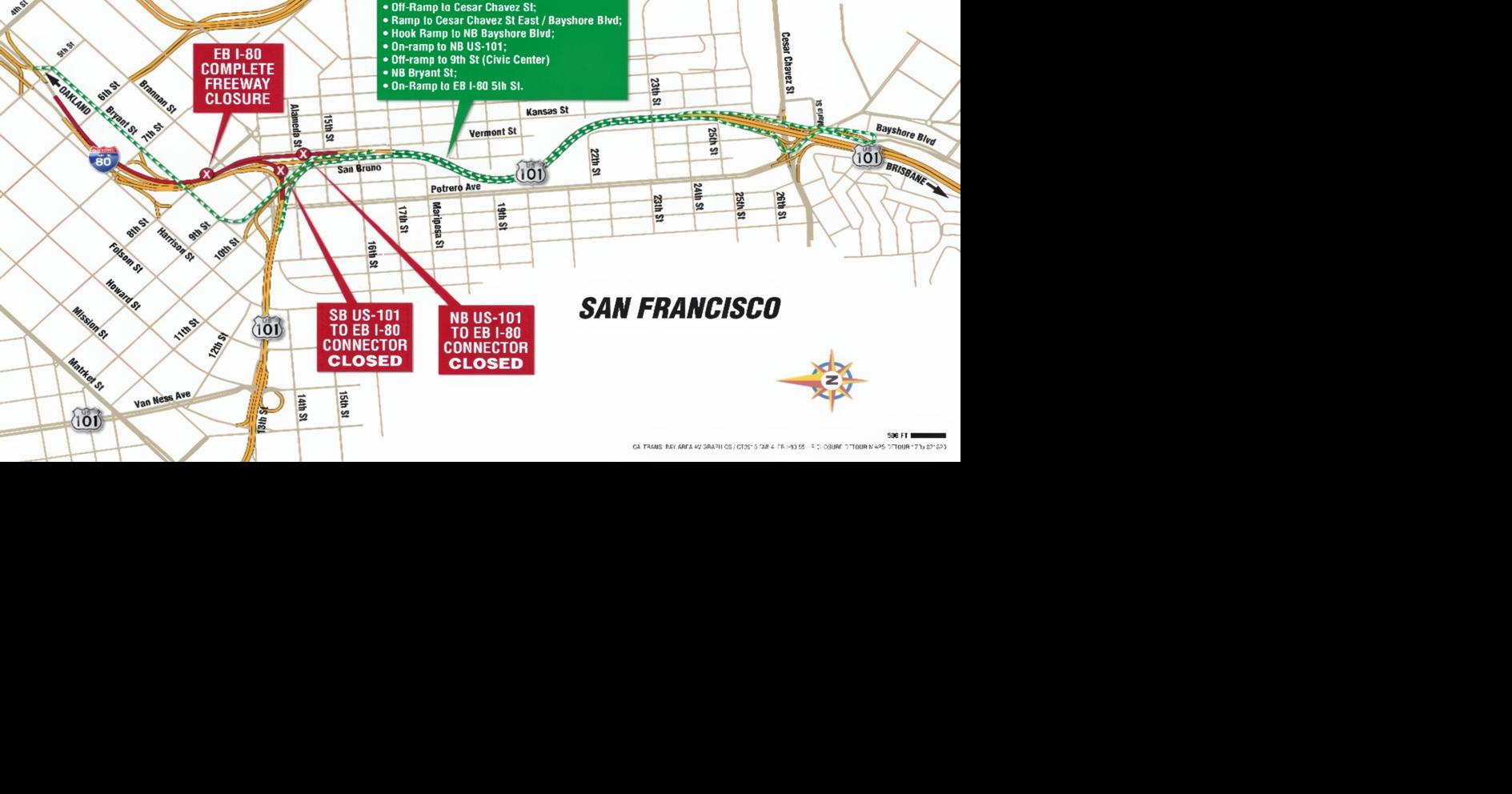 Eastbound lanes of I-80 in San Francisco to close for 55 hours this ...