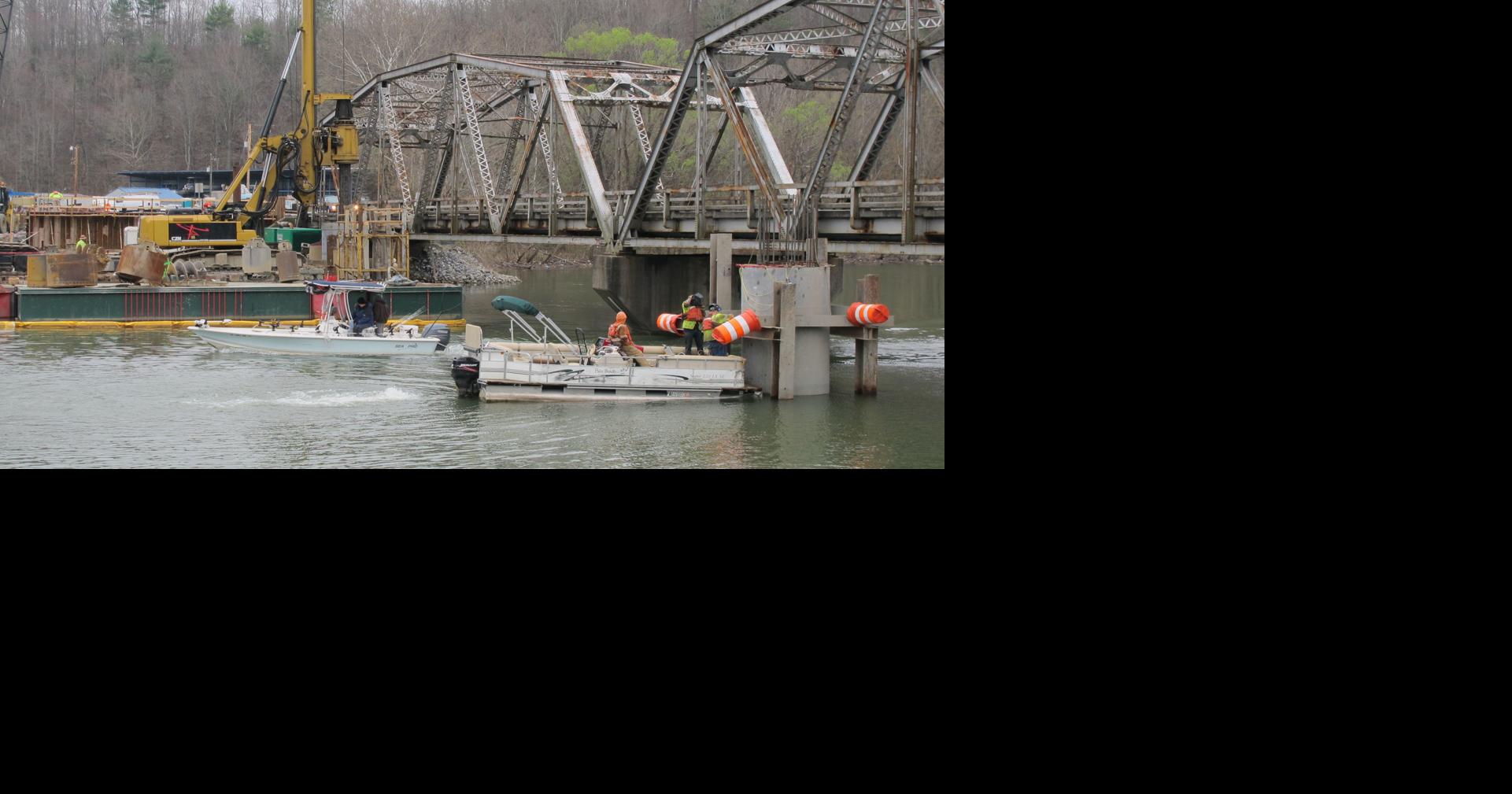Crews take to the water to construct new Hardy Ford Bridge