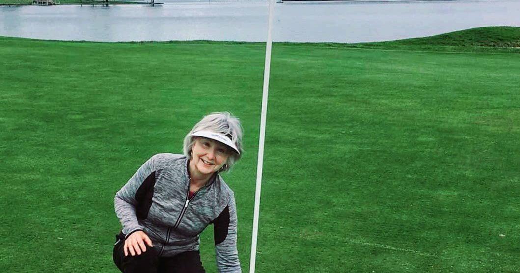 Five female golfers celebrate recent holes-in-one