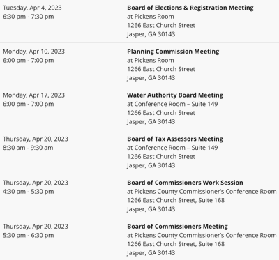 April Pickens County government meetings | Archive | smokesignalsnews.com