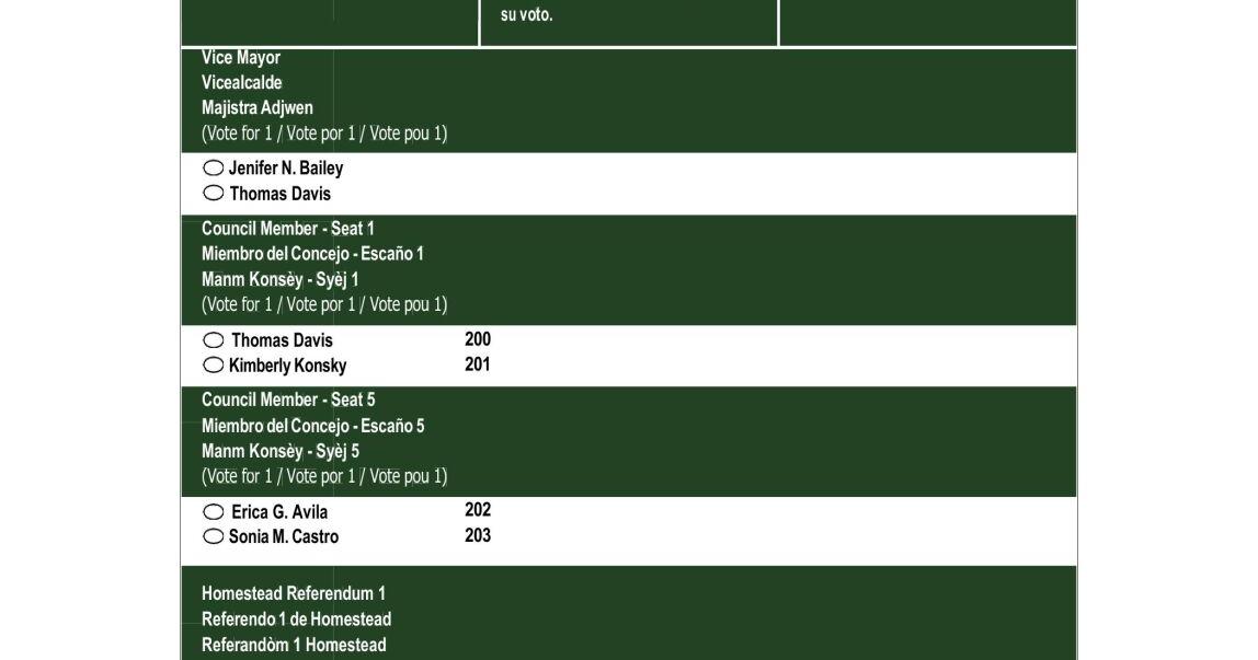 City of Homestead Sample Ballot Nov. 4 Election (1/2) | Public Notices ...