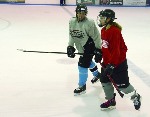 Seven Faribault High School girls lacing up skates at SSM Elite Hockey ...