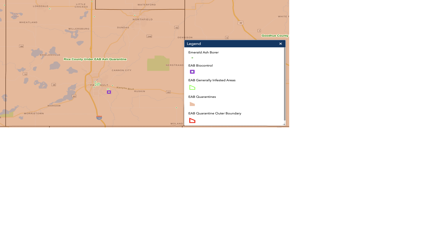 Emerald Ash Borer map Rice County.png | | southernminn.com