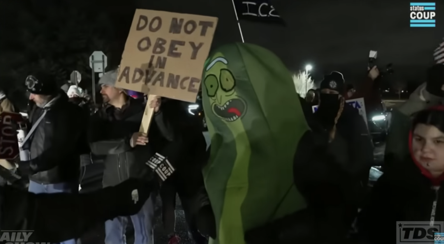 Owatonna native dresses as Pickle Rick to protest ICE | News ...