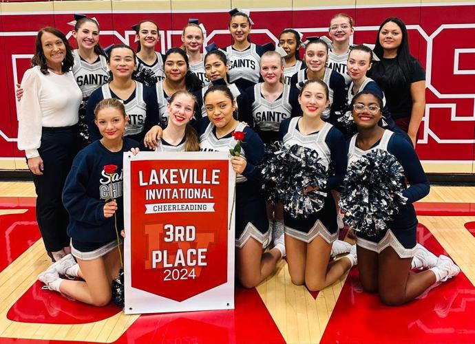 Saints cheer competes for 1st time, Claiming 3rd in Lakeville Invite ...