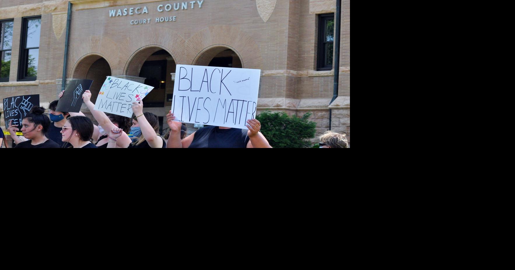 A peaceful protest filled the lawn of the Waseca County Courthouse ...