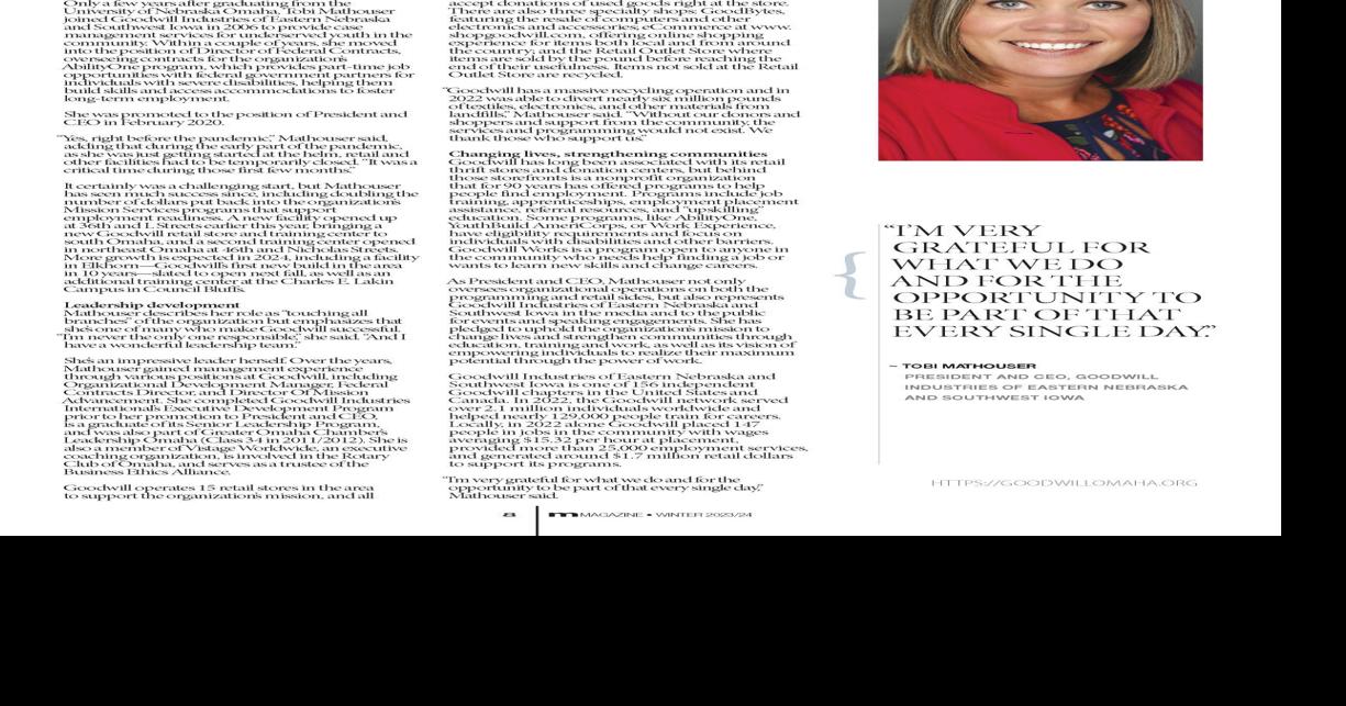 PROFILES • IN LEADERSHIP: Tobi Mathouser, President and CEO | Touching ...