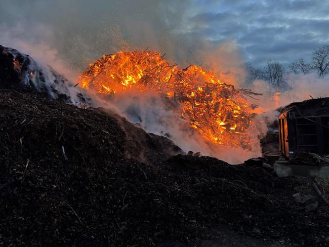 Crews battling fire in large mulch pile in Culpeper