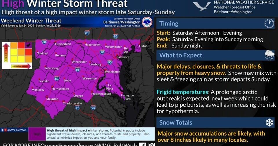 National Weather Service: "significant storm" likely this weekend