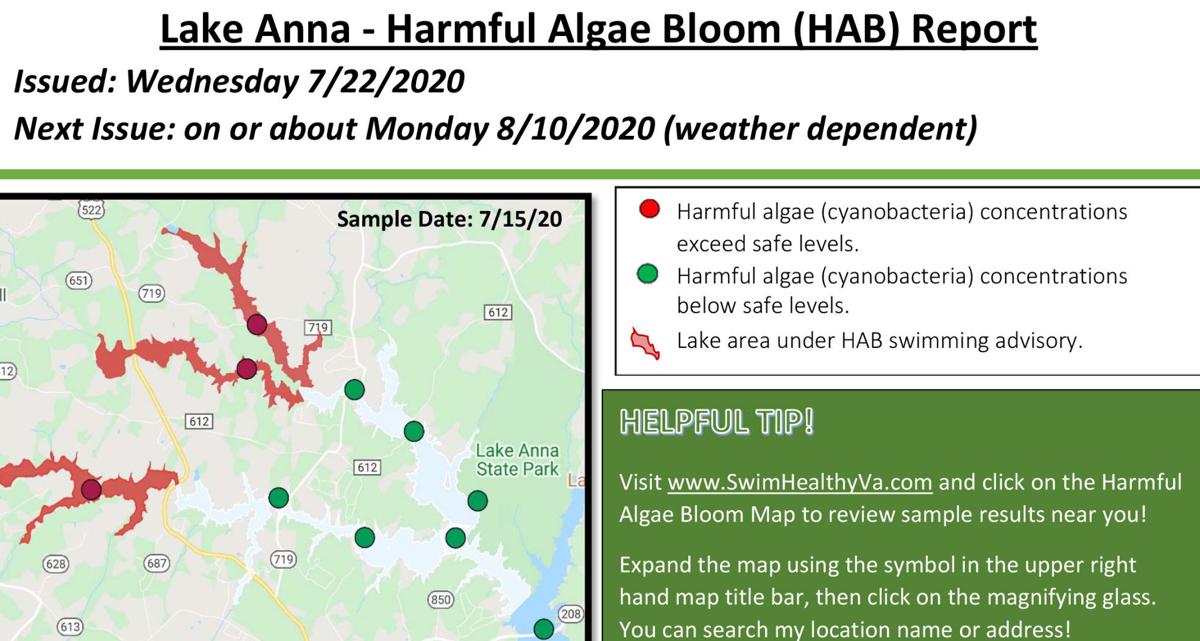 VDH issues harmful algae bloom advisory for upper portions of Lake Anna ...