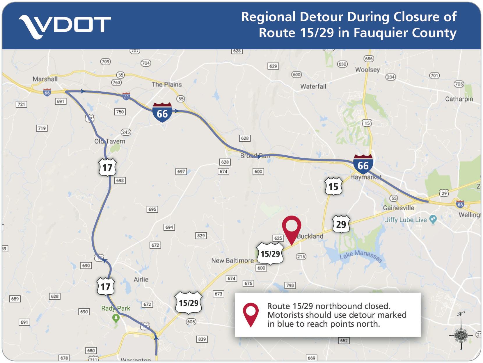 Northbound U.S. 29 to be closed starting July 8