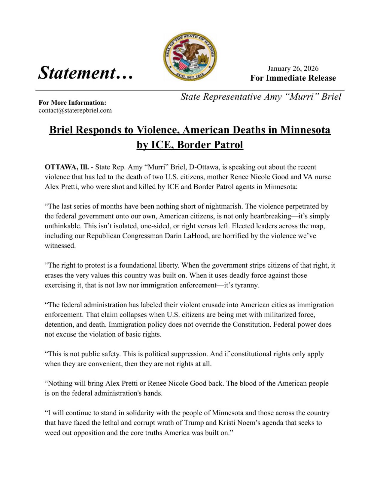 State Rep. Briel Responds To Violence And Deaths In Minnesota | 103.9 ...