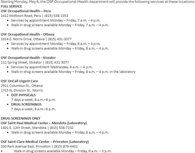 OSF Announces Update On Occupational Health Services Relocation | 103.9 ...