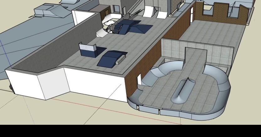 A rendering of plans for the layout of the Statesville DIY Skatepark.