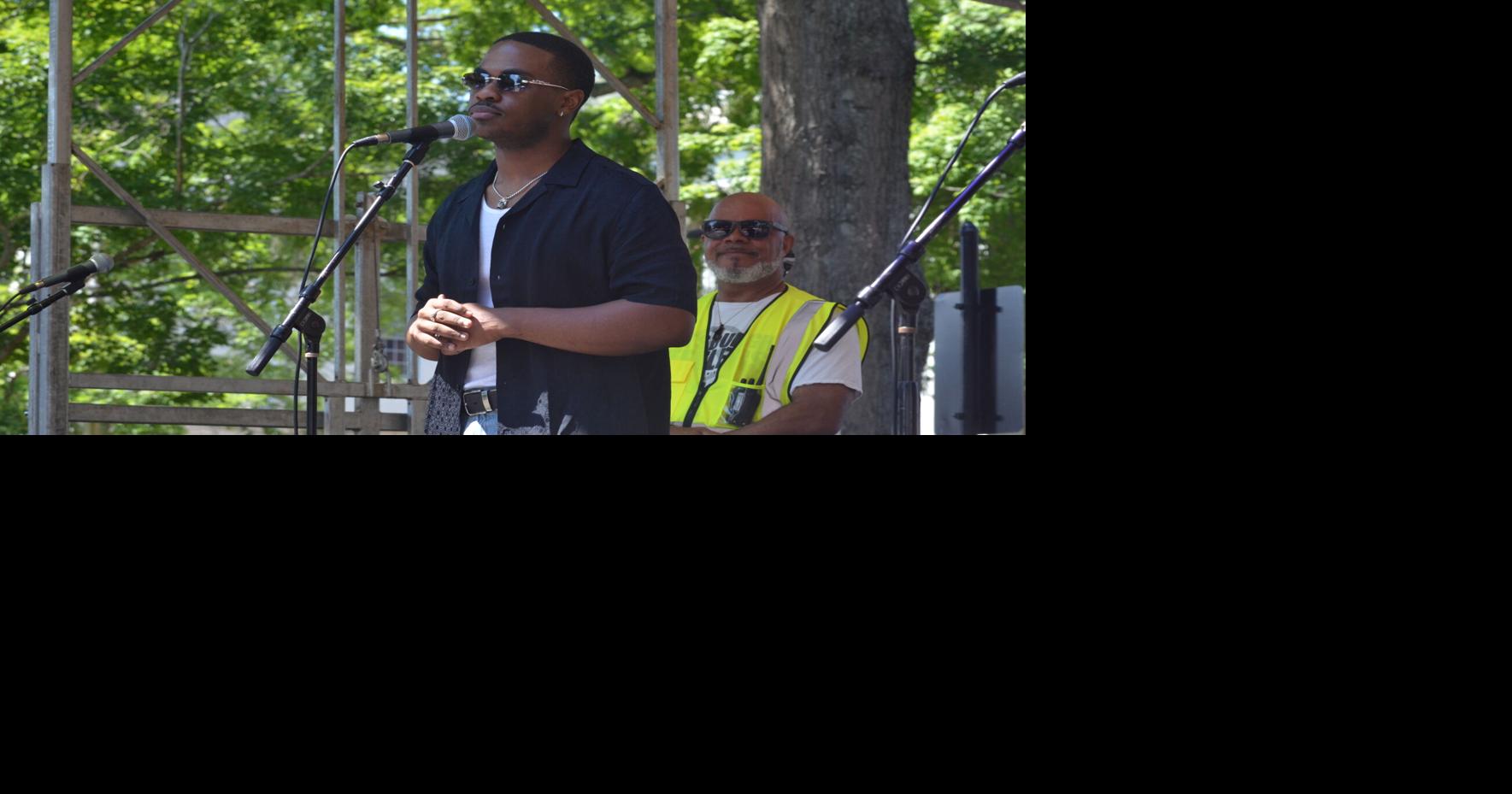 Josiah Russell sings "Lift Every Voice and Sing" at the Juneteenth ...