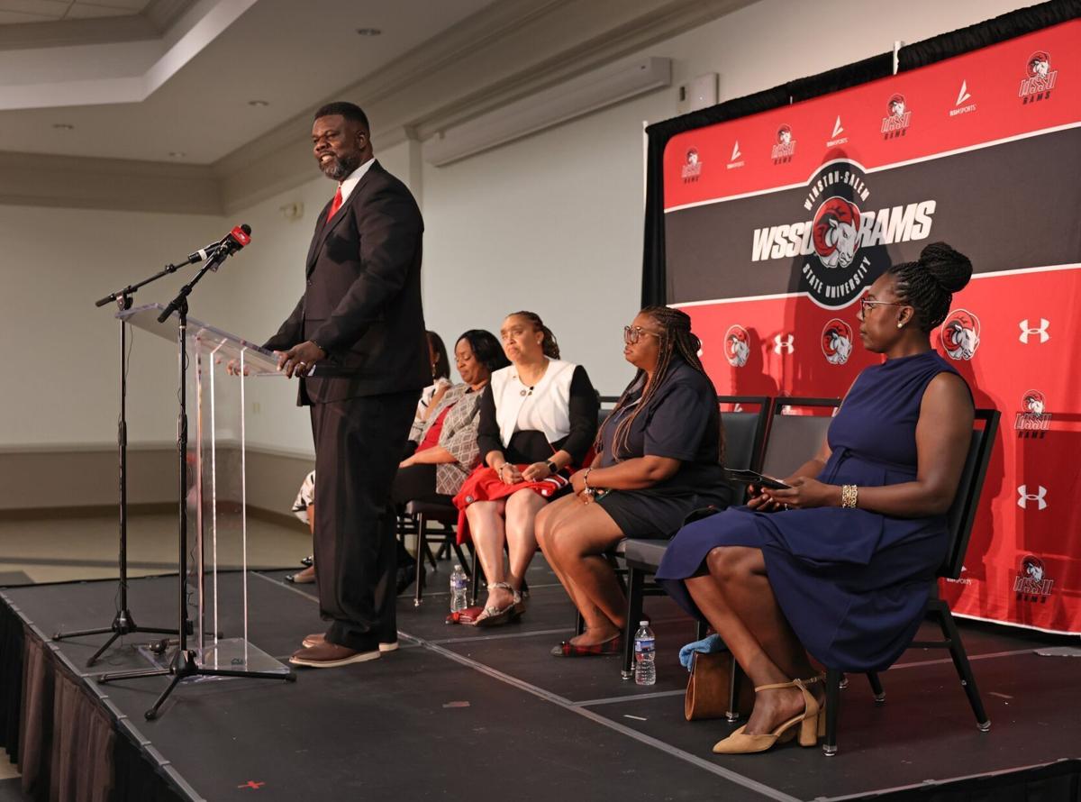 PHOTOS: WSSU alum Corey Thompson introduced as the Rams' new men's head ...