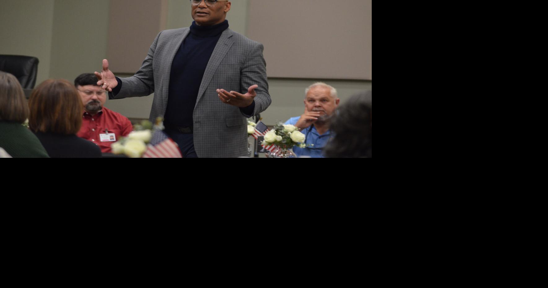 Former NFL player Eugene Robinson speaks during the Martin Luther King ...