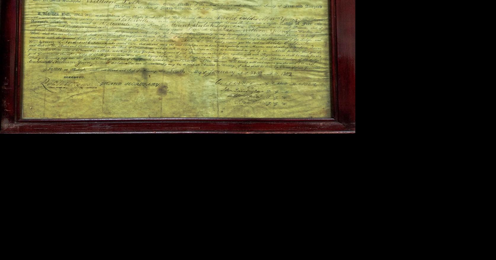 Centuries-old Statesville Masonic charter preserved