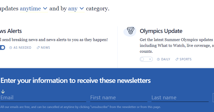 How can I sign up for Newsletters?