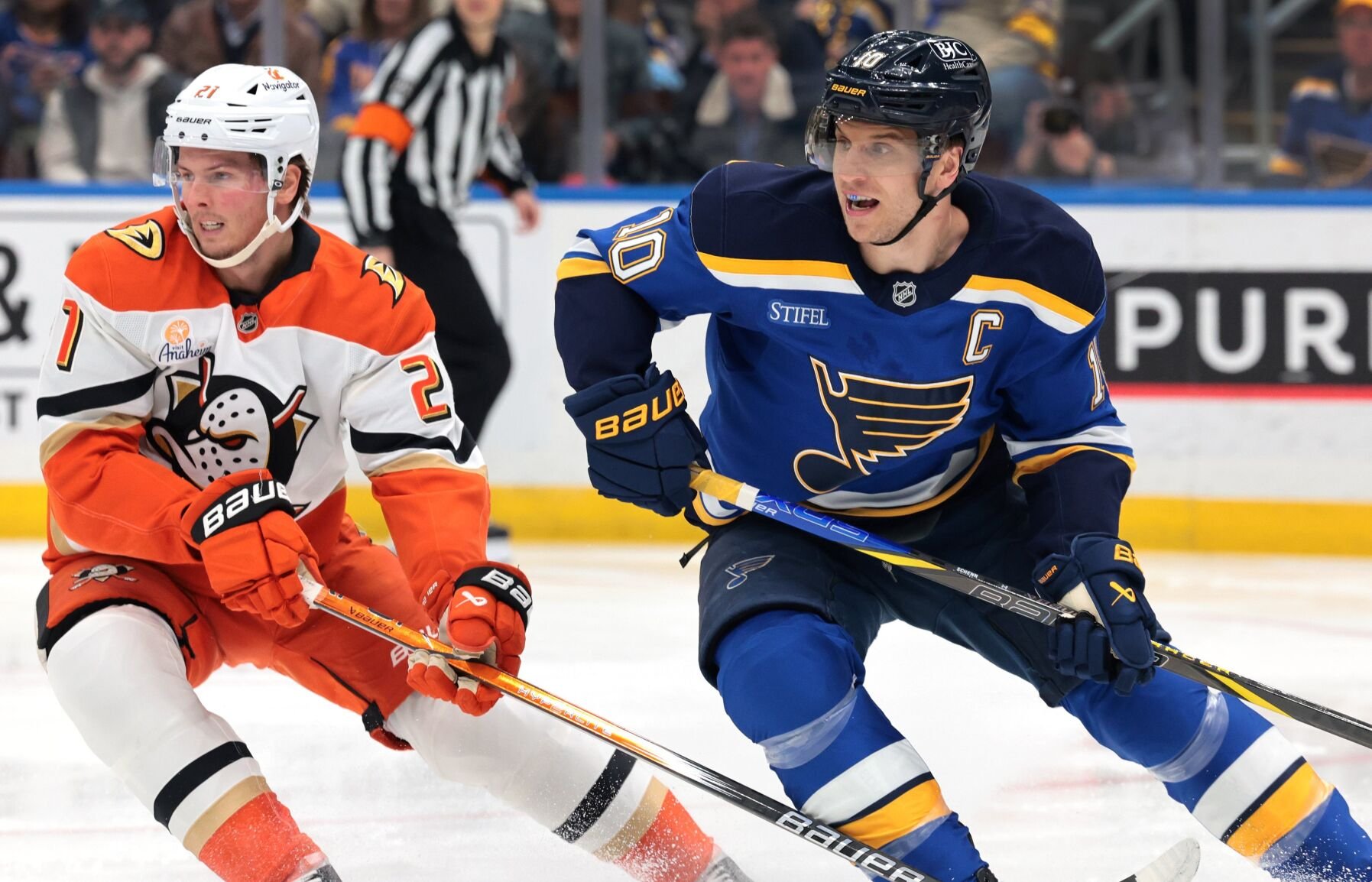 Photos: Schenn plays 1,000th NHL game as Blues crush Ducks 7-2