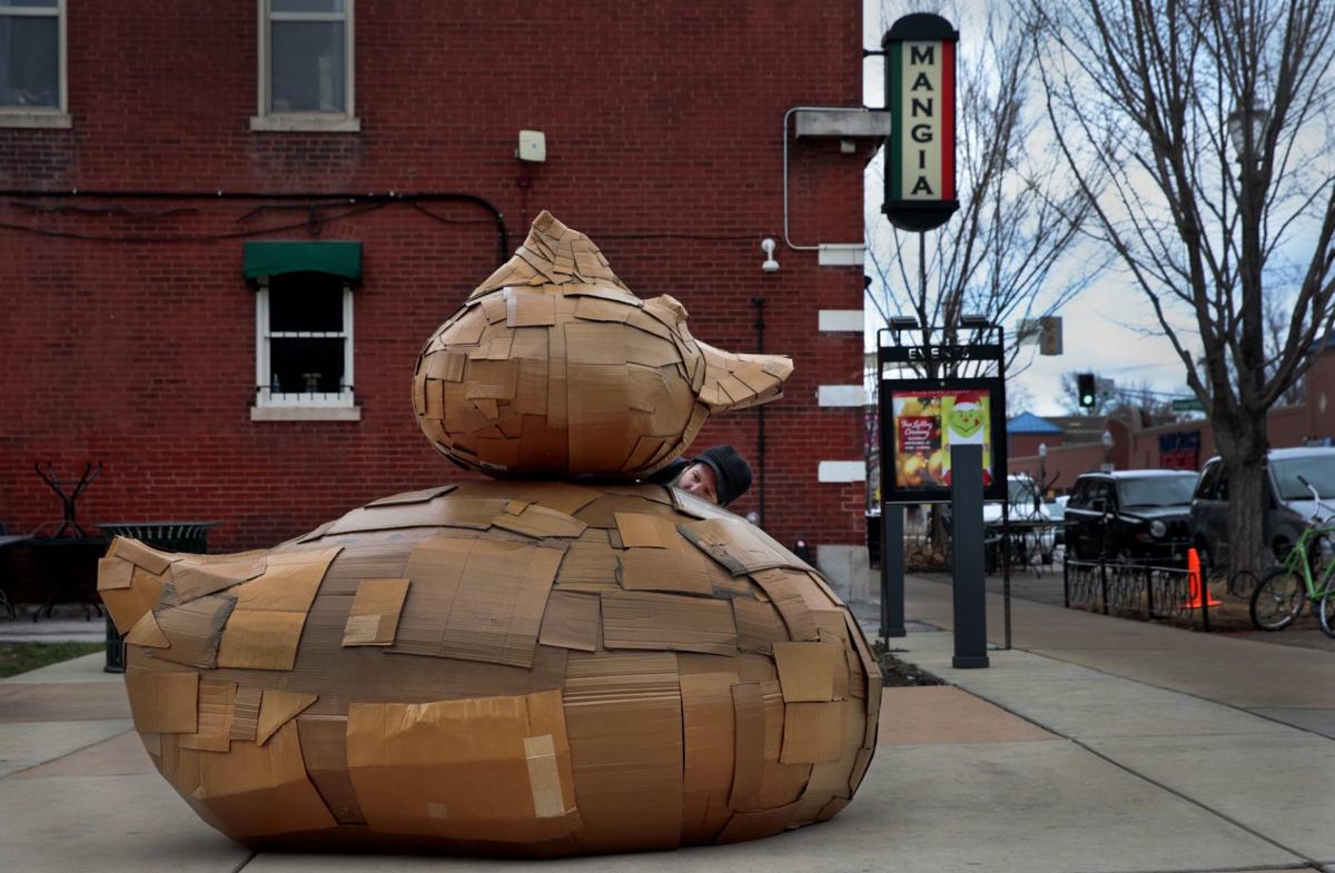 Giant cardboard duck sculpture lands in St. Louis park off South Grand ...
