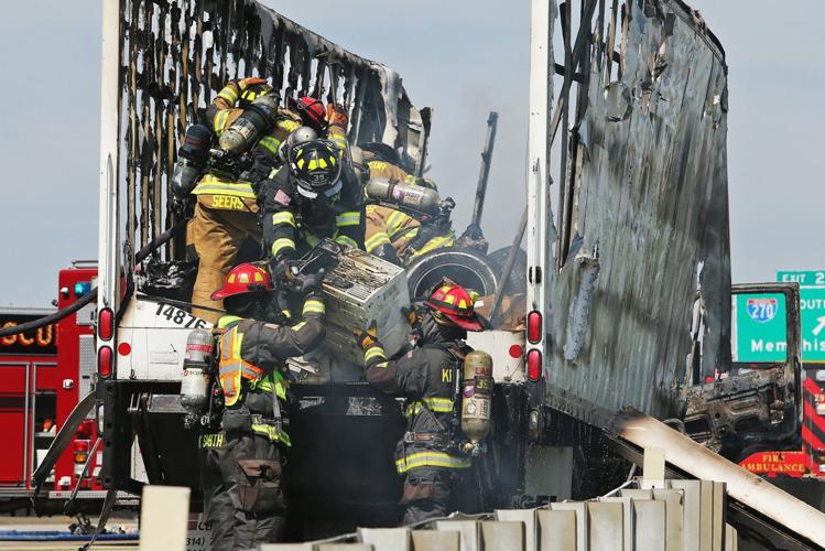 FedEx truck catches fire on Highway 40 near Ballas Road
