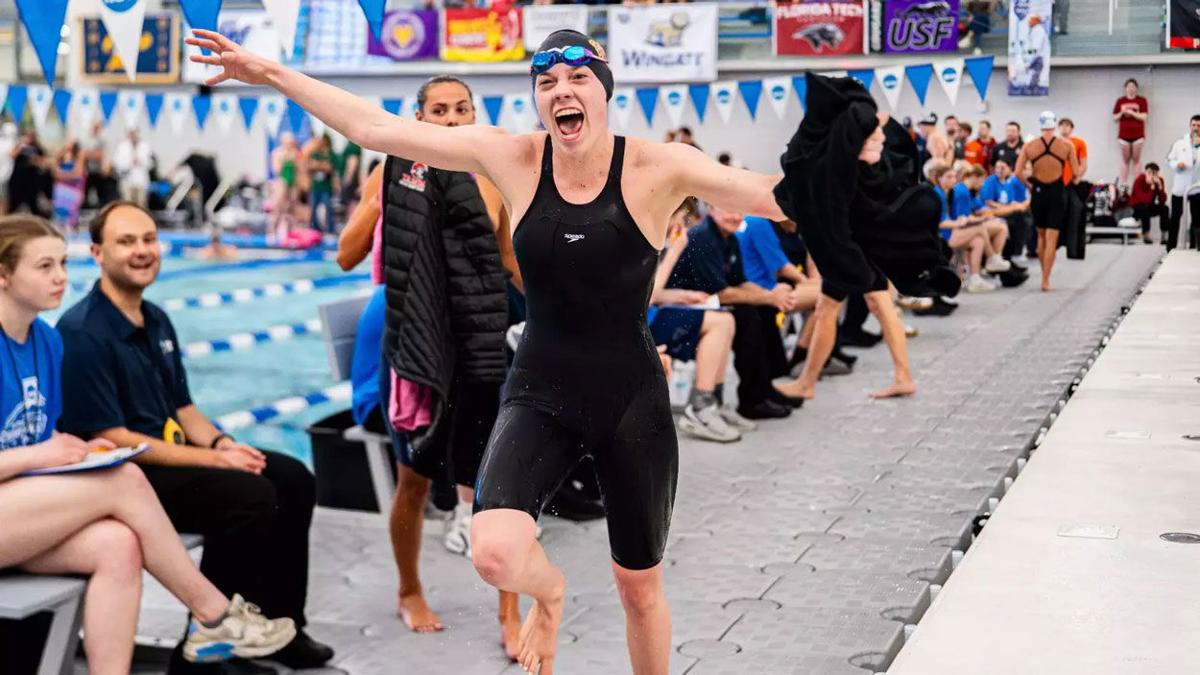 Justice Beard wins 1,000 free for first UMSL swim title